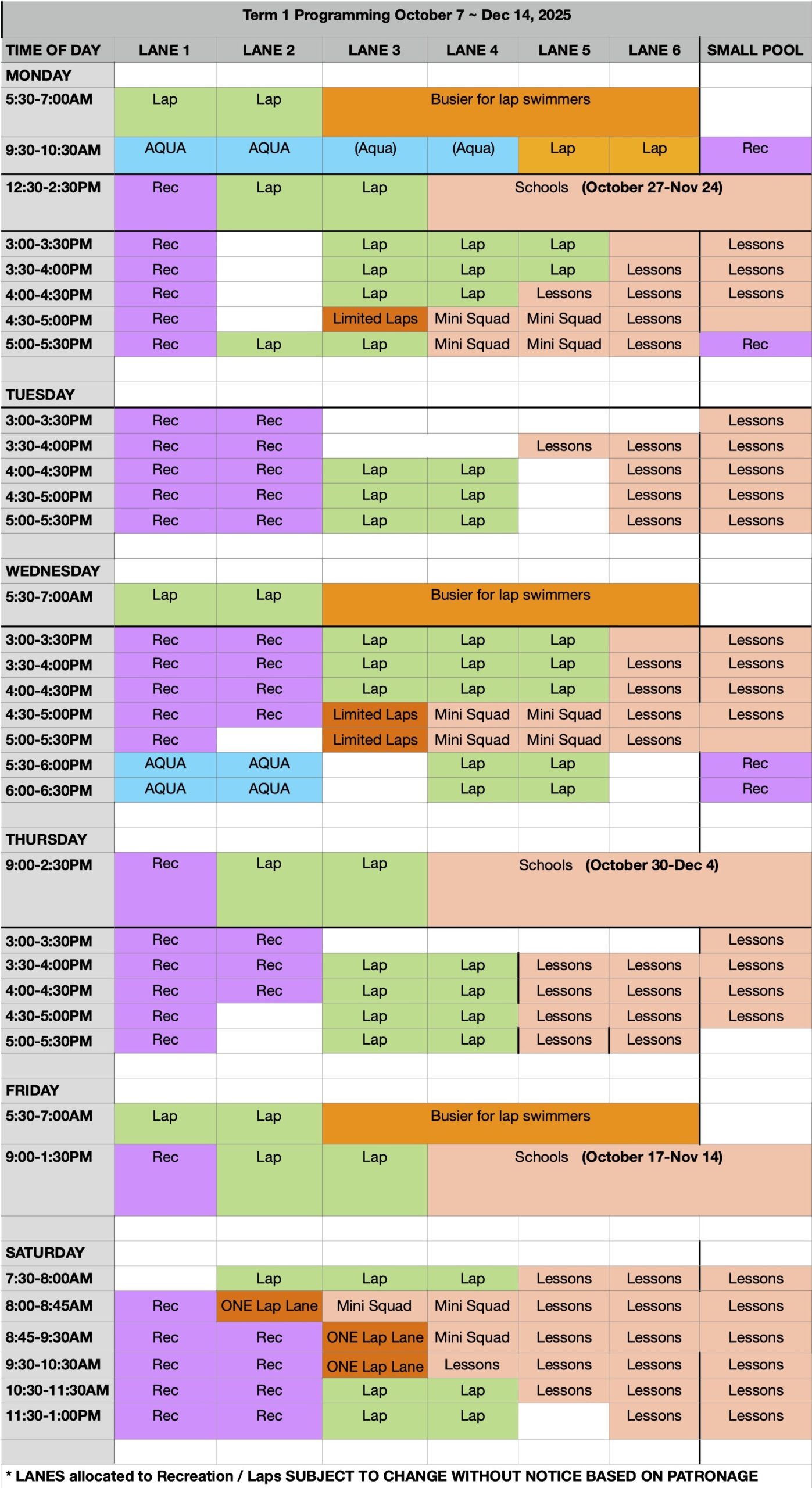 Pool Availability ~ What's On? — Ithaca Pool